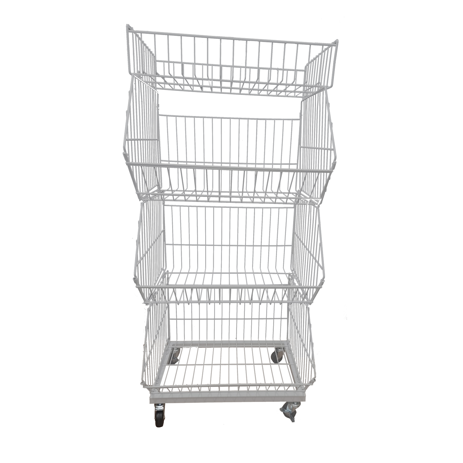 4 Tier Collapsible Metal Wire Stacking Baskets Dump Bins on Wheels ...