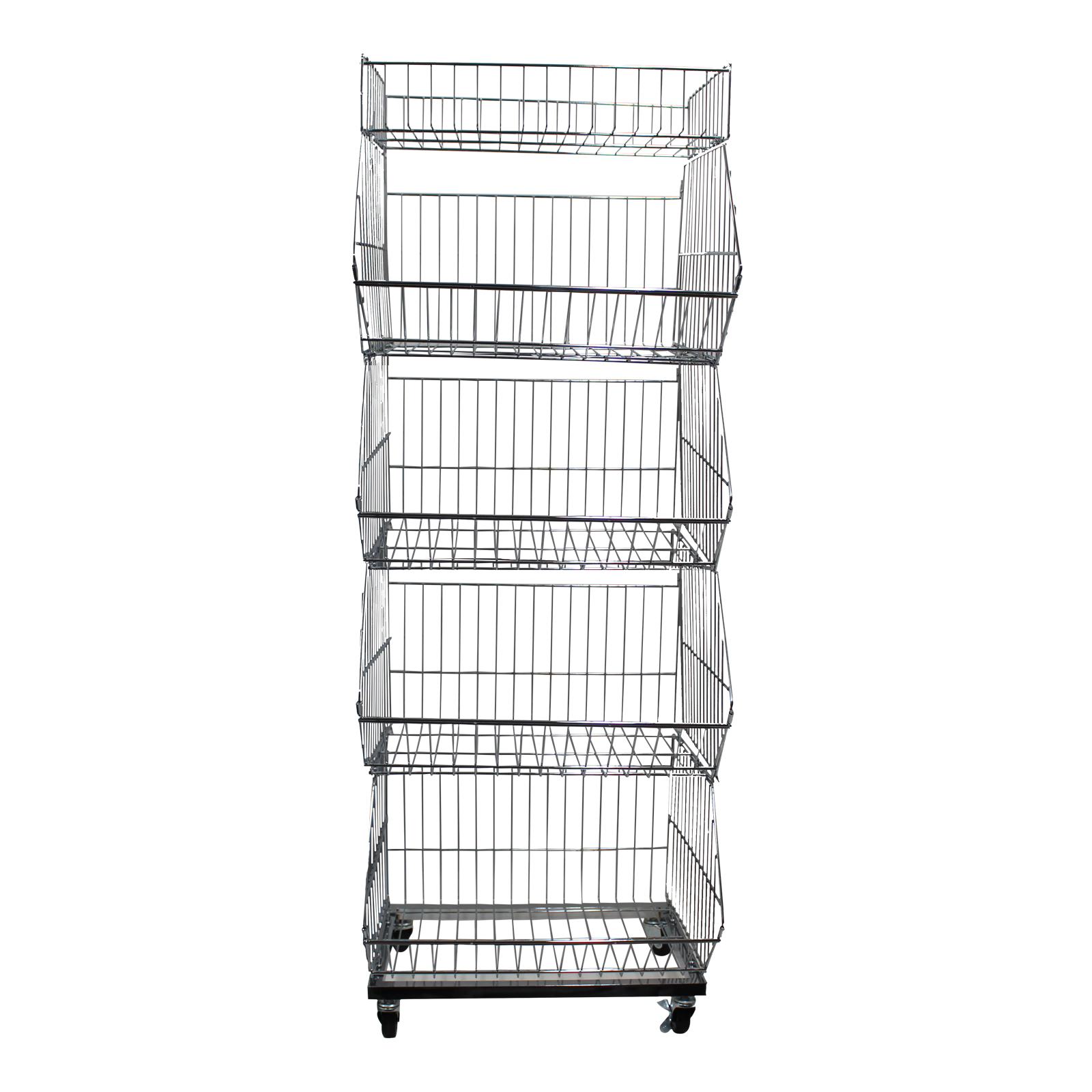 5 Tier Collapsible Metal Wire Stacking Baskets Dump Bins on Wheels ...