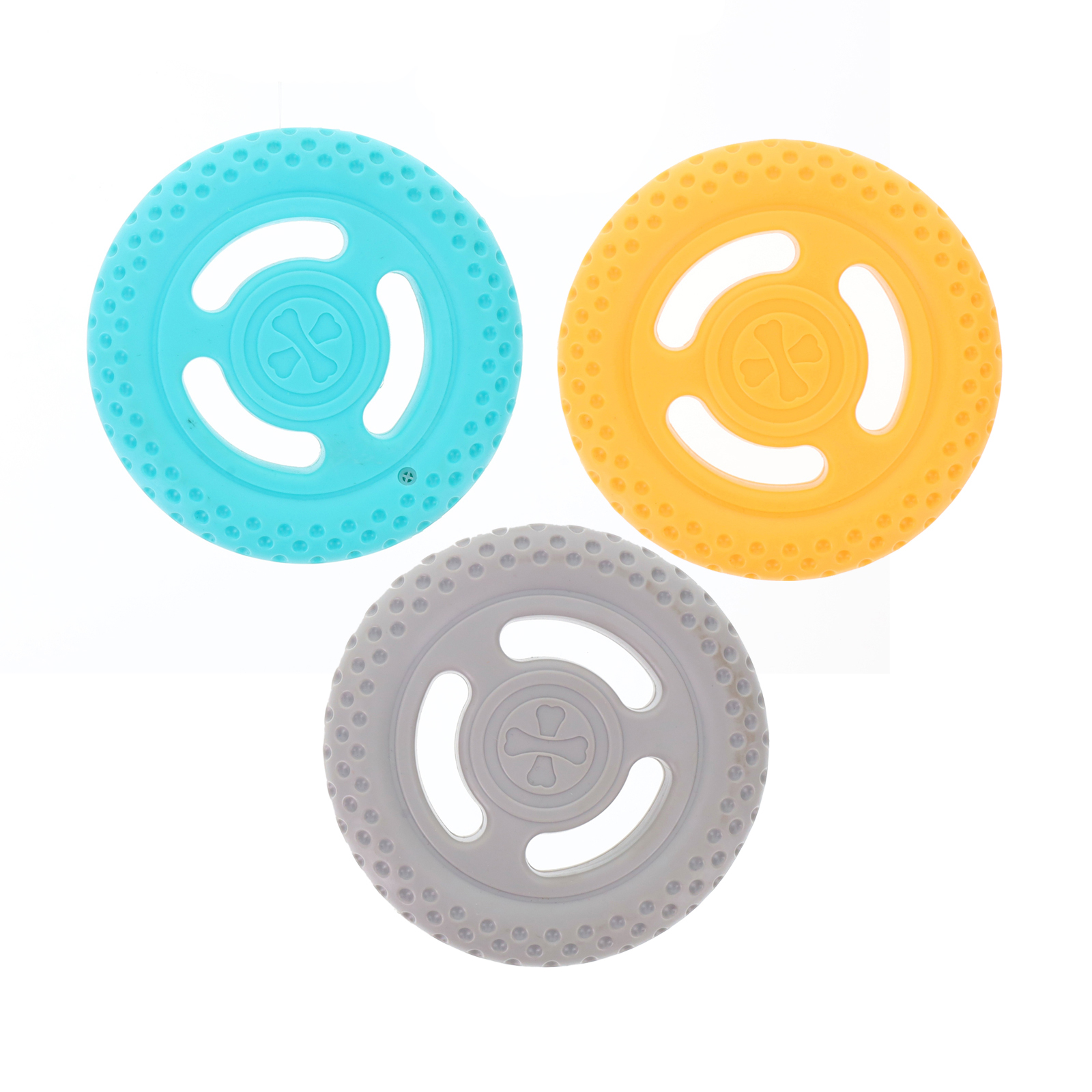 Strong Dog Squeaky Flying Skimmer Ring Frisbee Dog Toy 15cm Assorted ...