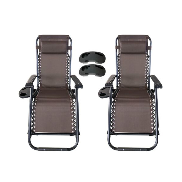 Set Of 2 Reclining Zero Gravity Chairs Sun Lounger - Weekly Hot Deals