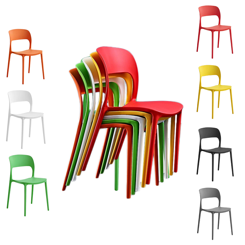 Modern Style Set of 4 Stackable Plastic Chairs